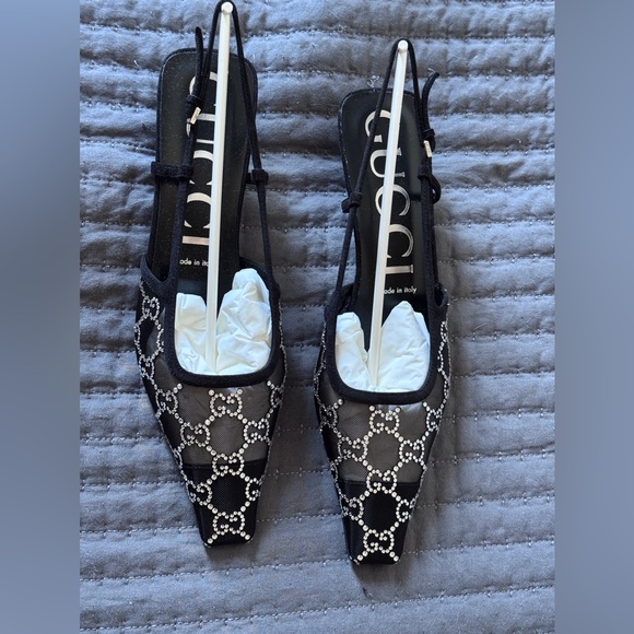 Gucci | Shoes | Gucci Womans Gg Crystal Slingback Pump Size 39 9us ...